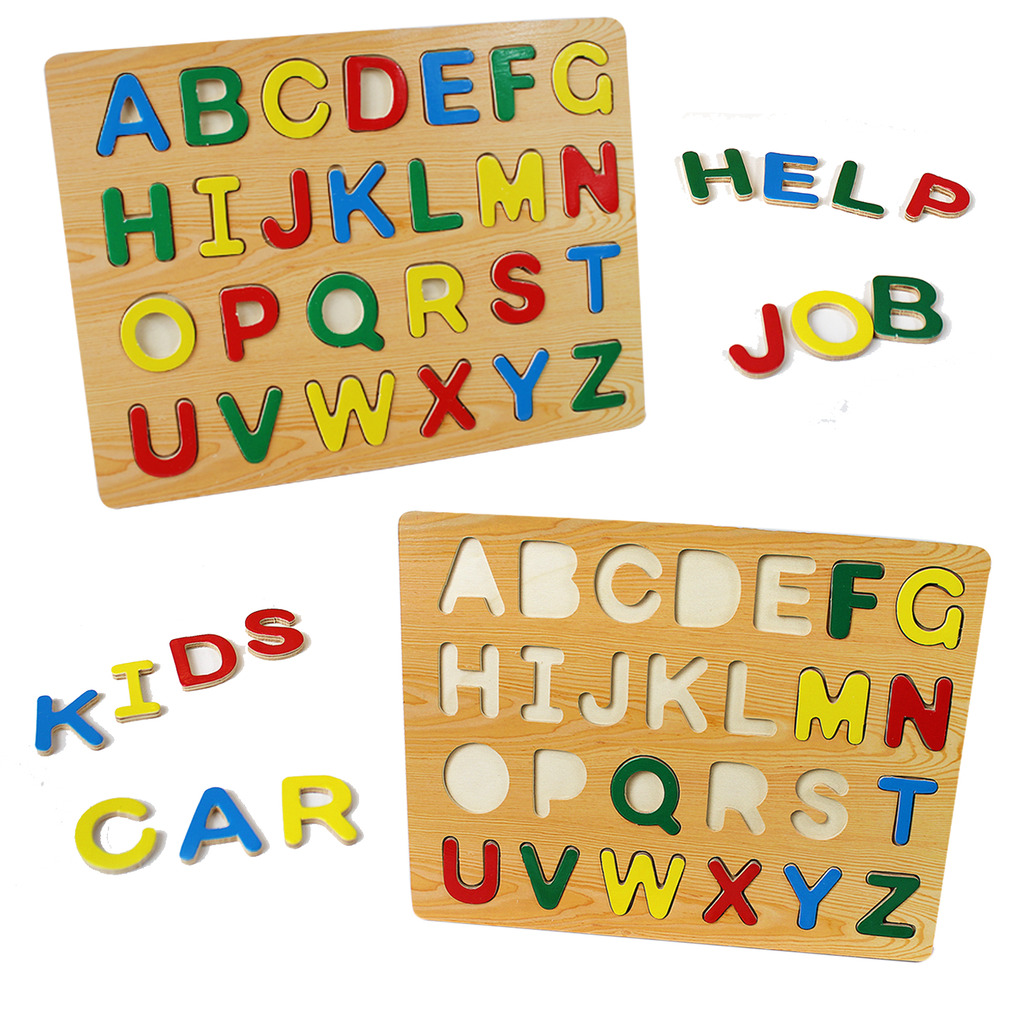 Alphabet Puzzle Children Kids Learning Wooden ABC Letters Pre School ...